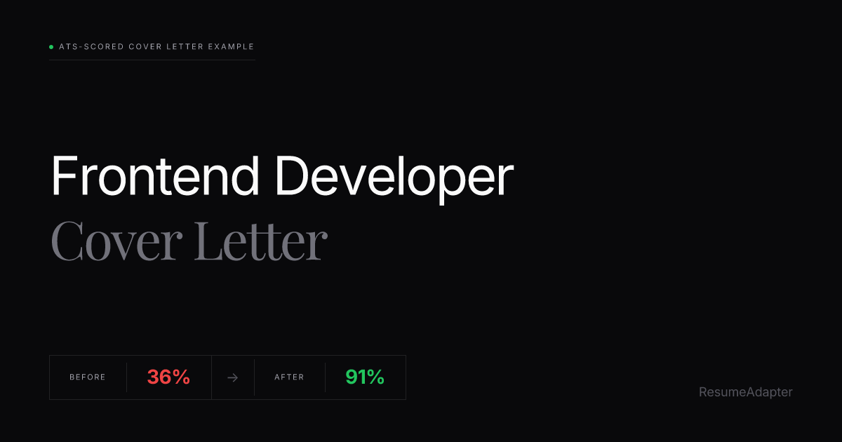 Frontend Developer Cover Letter Example & Writing Guide (2026 ...